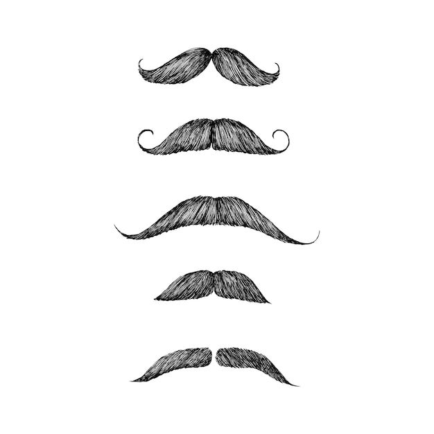 Vintage Mustache Illustrations Collection - Retro Facial Hair Designs ...