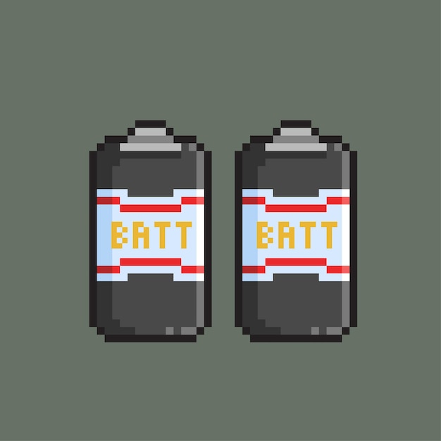 Pixel Art Batteries with Bold BATT Label on Olive Background | Jiffy ...