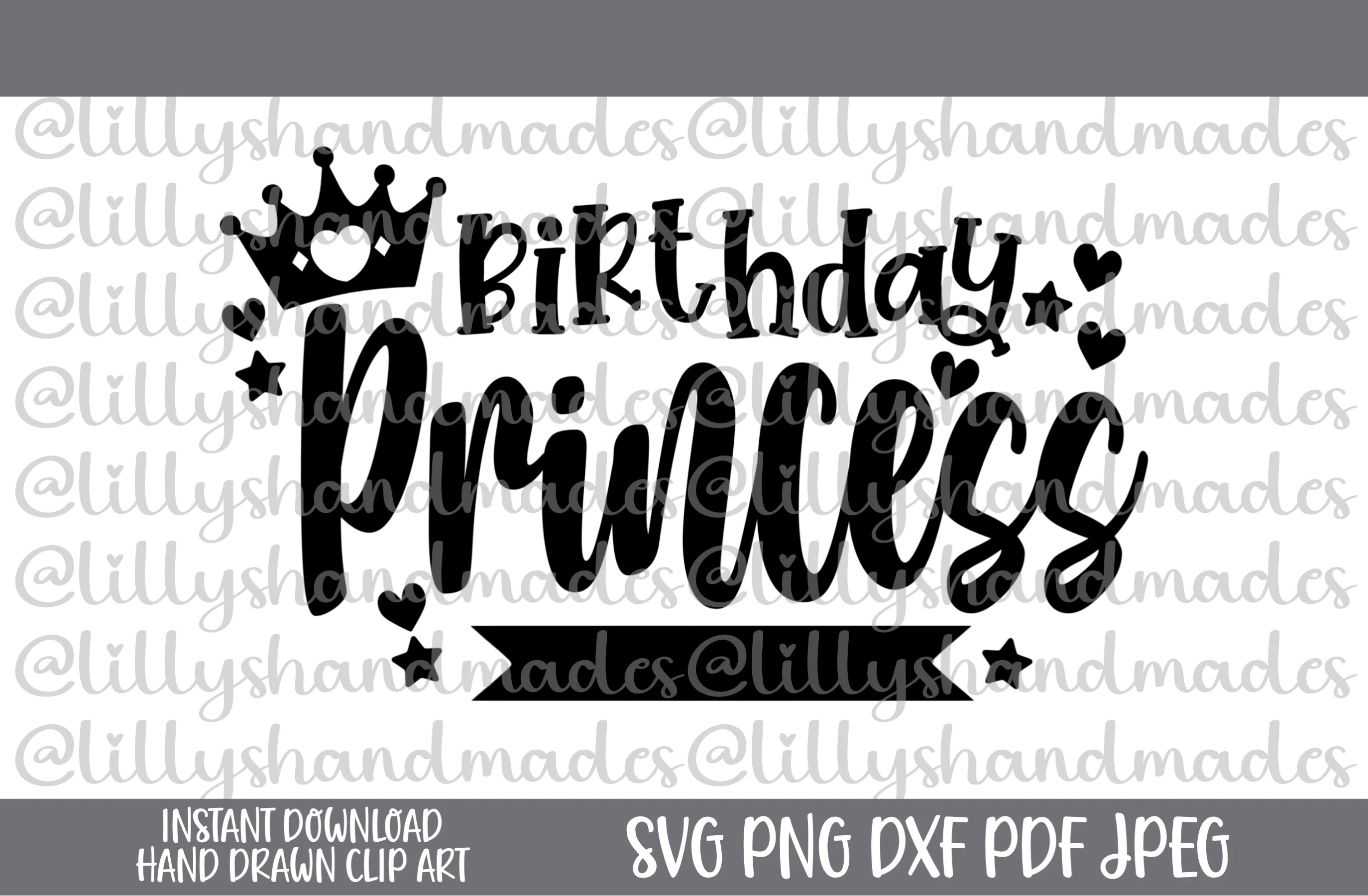'Birthday Princess' Elegant Handwritten Script with Regal Crown | Jiffy ...