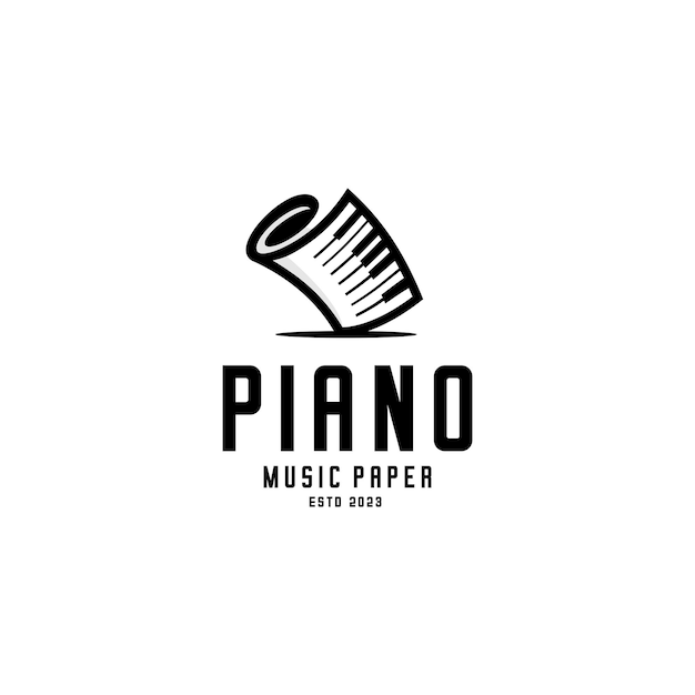 Elegant Piano Music Sheet Logo with Stylized Keyboard | Jiffy Designs