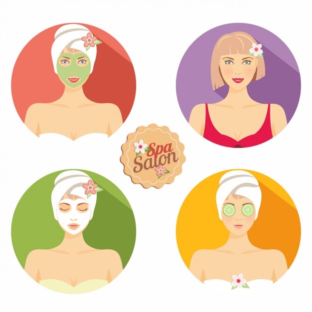 Vibrant Circular Female Avatars with Spa Salon Emblem | Jiffy Designs