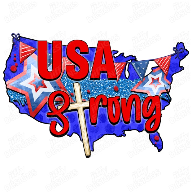 'USA Strong' Patriotic Design with Vibrant Colors and American Symbols ...