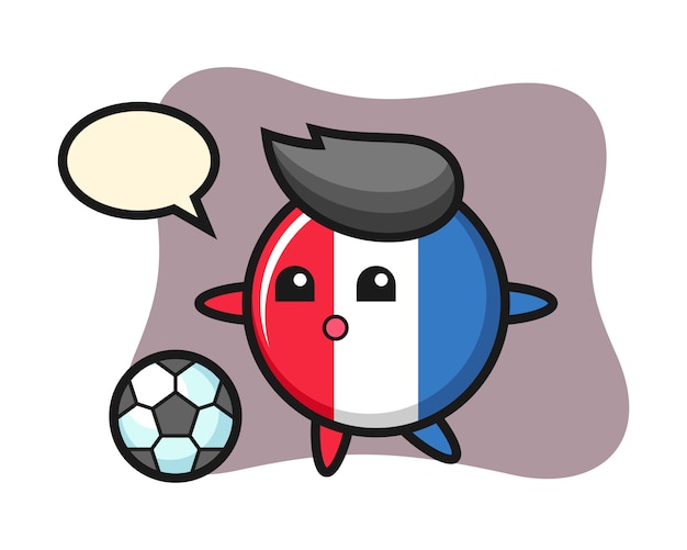 Adorable France Flag Character Playing Soccer | Jiffy Designs