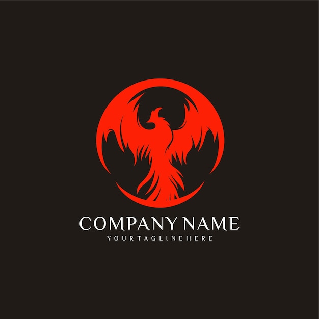 Majestic Phoenix Rises in Fiery Crimson Circle Emblem | Jiffy Designs