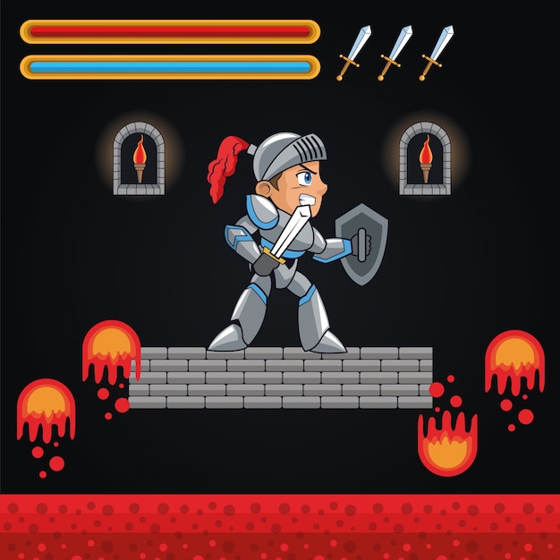 Brave Knight Battles Fiery Obstacles in Dungeon Adventure | Jiffy Designs