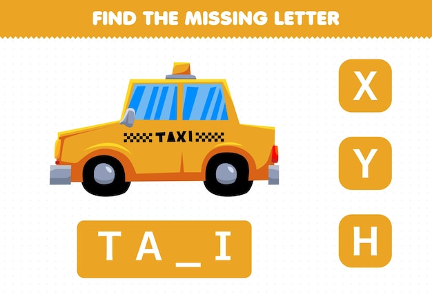 Discover the Missing Letter in the Taxi Car Illustration | Jiffy Designs