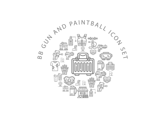 Comprehensive Paintball Gear and Equipment Icon Set | Jiffy Designs