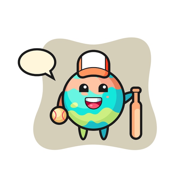Cheerful Earth Globe Mascot Holding Baseball Bat | Jiffy Designs