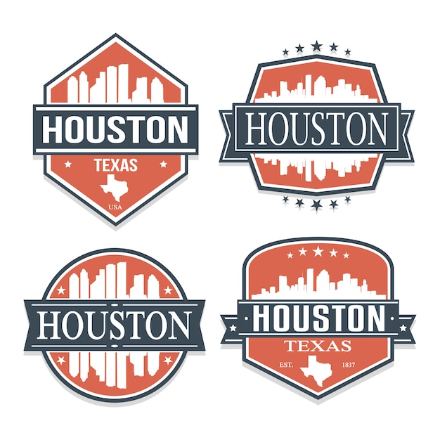 Vibrant Collection of Houston, Texas Cityscape Emblems and Badges ...