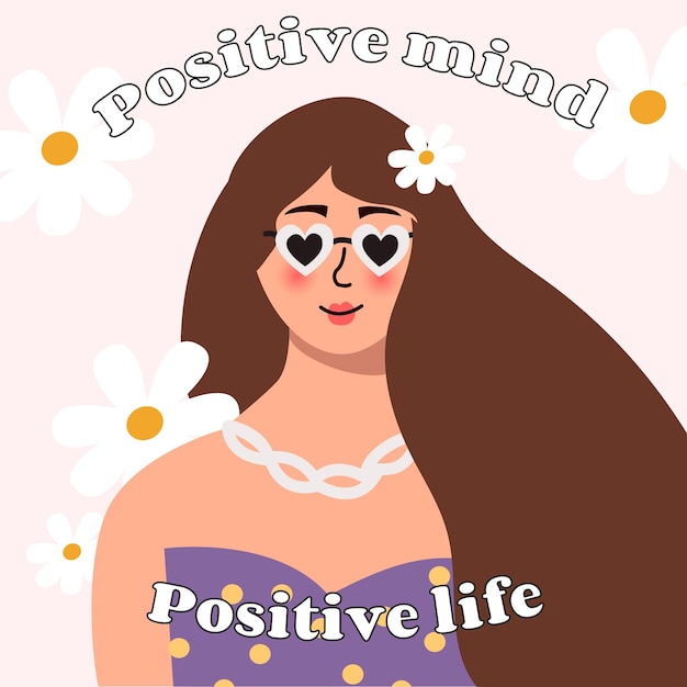 Positive Mind, Positive Life Illustration of Smiling Woman | Jiffy Designs