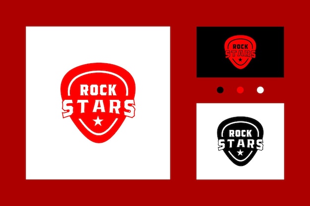 Iconic Rock Star Emblem with Bold Red and Black Design | Jiffy Designs