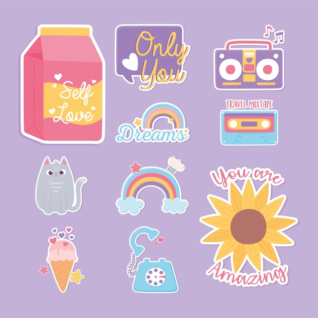 Vibrant Collection of Colorful Stickers and Graphic Elements | Jiffy ...