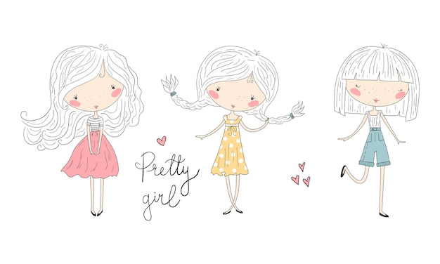 Charming Illustrations of Whimsical Girls in Colorful Dresses | Jiffy ...