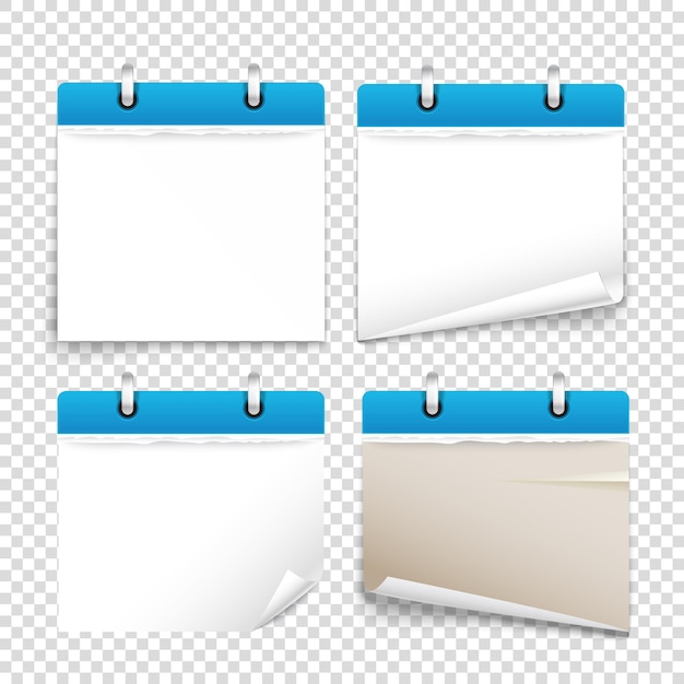 Blank Notepad Pages with Blue Binder Clips on Transparent Background ...