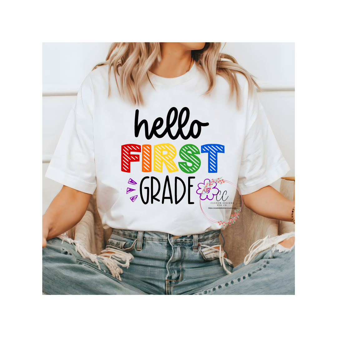 Hello First Grade Svg, First Grade Svg, Teacher Svg, Back to School Svg ...
