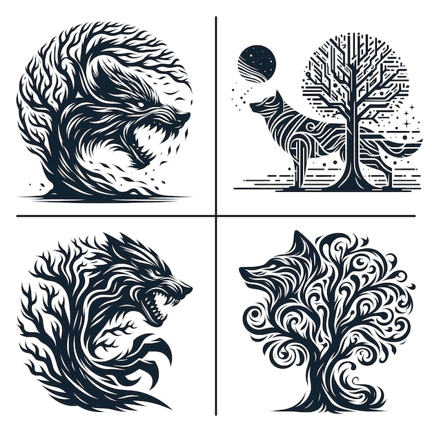 Captivating Monochrome Illustrations of Mythical Creatures and Nature ...