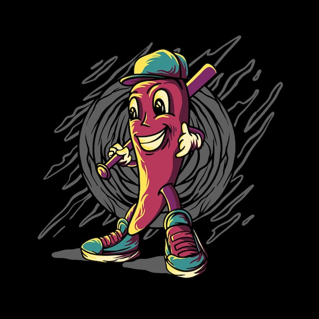 Vibrant Cartoon Chili Pepper in Sneakers and Cap | Jiffy Designs