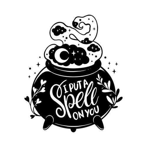 Witchs Cauldron Halloween Vector Illustration. I Put Spell On You ...