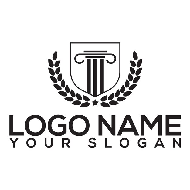 Elegant Monochrome Shield with Laurel Wreath and Column | Jiffy Designs