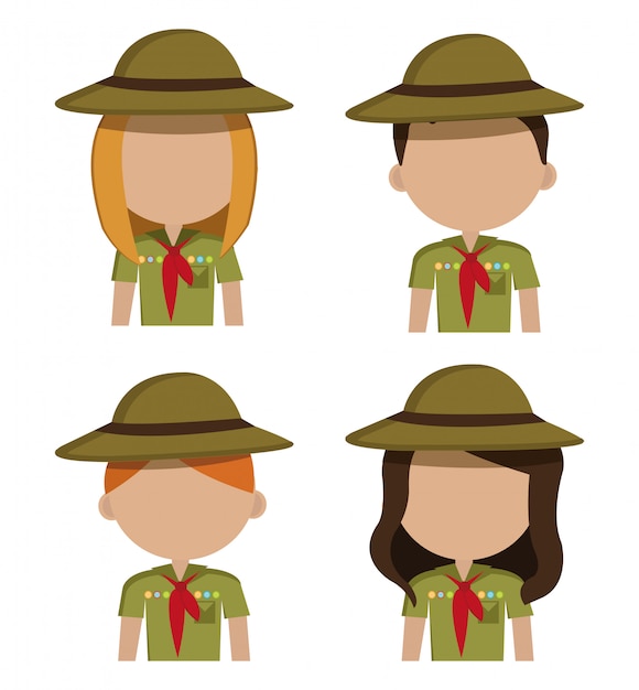 Diverse Collection of Vibrant Scout Avatars in Uniform | Jiffy Designs