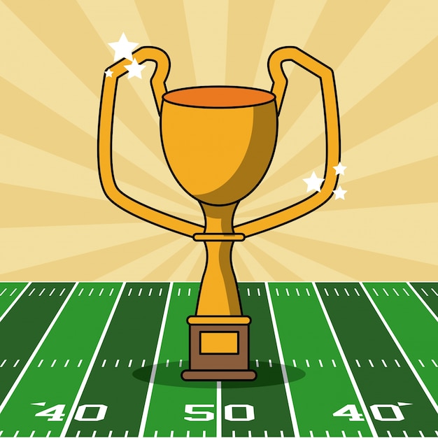 Gleaming Trophy on Football Field Backdrop | Jiffy Designs