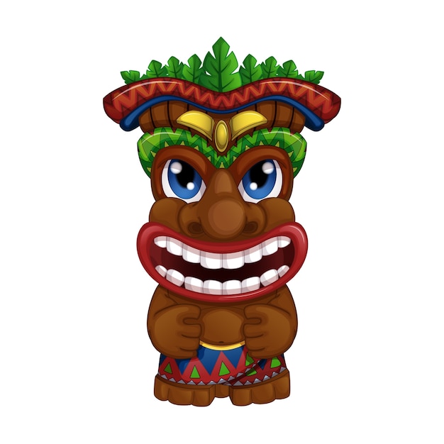 Vibrant Tiki Totem with Lush Foliage and Friendly Expression | Jiffy ...