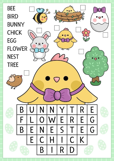 Cute Easter Word Search with Adorable Animal Characters | Jiffy Designs