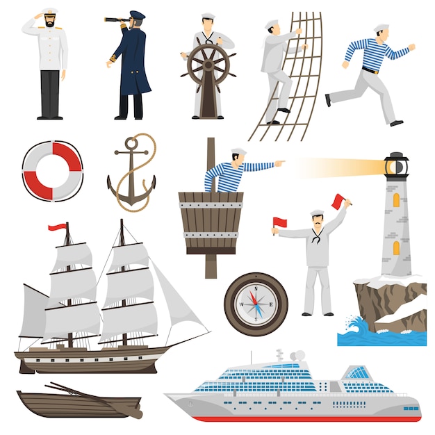 Vibrant Maritime Themed Collection Featuring Diverse Nautical Elements ...