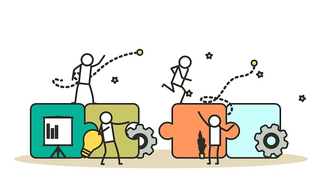 Playful Collaboration: Diverse Stick Figures Engaging in Teamwork ...