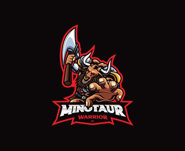 Fierce Minotaur Warrior Emblem with Fearsome Horns and Axe | Jiffy Designs