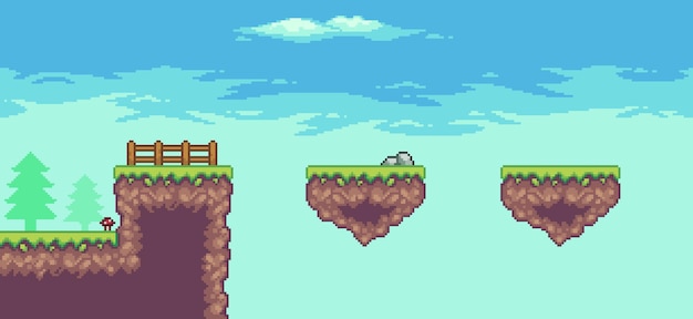 Vibrant Pixel Art Landscape with Floating Islands | Jiffy Designs