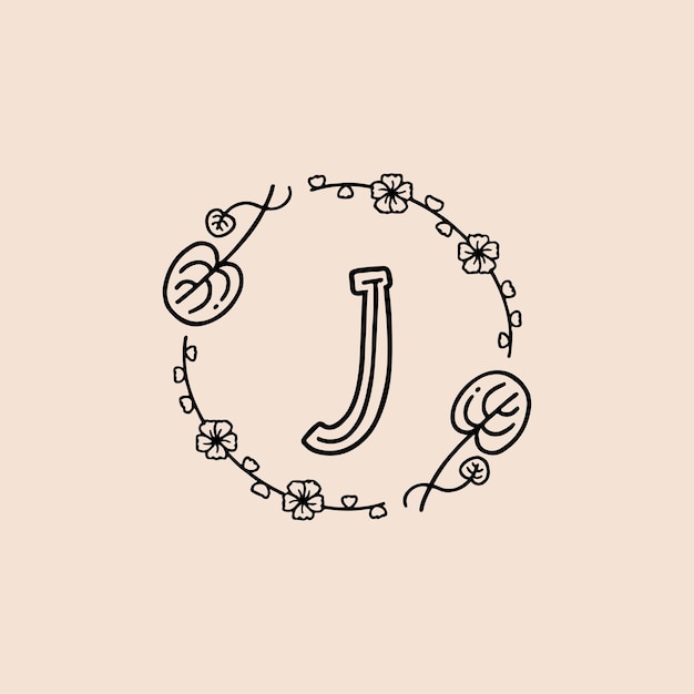 Elegant Floral Frame Encircling the Letter J | Jiffy Designs