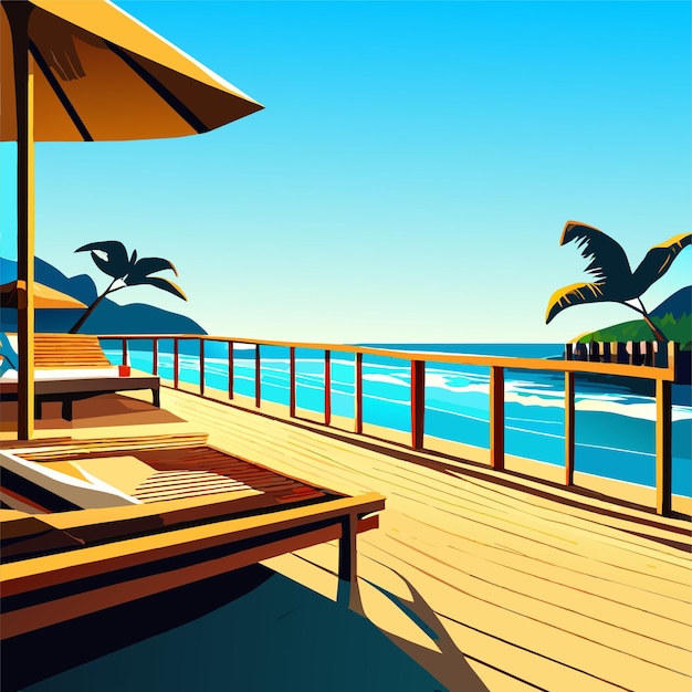 Serene Oceanside Retreat with Vibrant Beach Umbrellas | Jiffy Designs