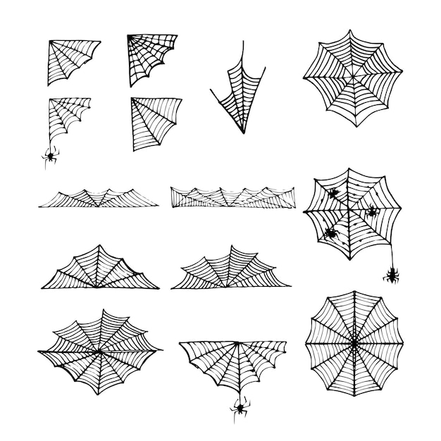 Intricate Cobweb Silhouettes: A Spidery Halloween Illustration | Jiffy ...