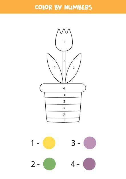 Outline of Potted Plant for Color by Numbers Activity | Jiffy Designs