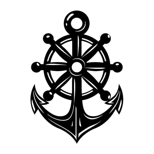 Iconic Anchor and Wheel Silhouette in Bold Black | Jiffy Designs