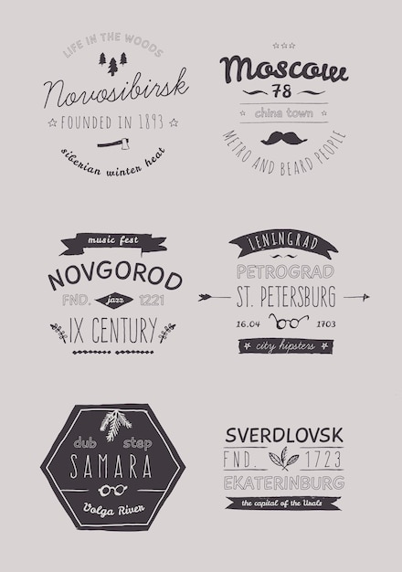 Vintage Russian Insignia and Logos with Rustic Typography | Jiffy Designs