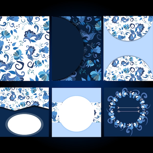 Elegant Blue Floral Patterns and Embellished Design Collection | Jiffy ...
