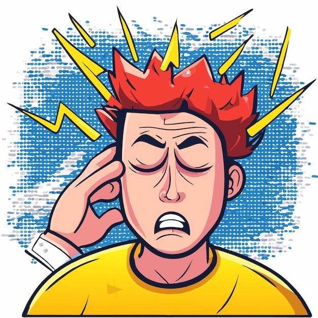 Animated Man with Fiery Punk Hairstyle Expressing Anger | Jiffy Designs