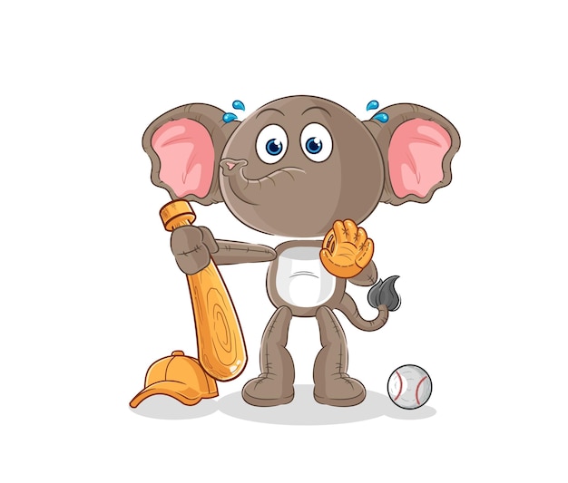 Adorable Elephant Baseball Player with Bat and Ball | Jiffy Designs