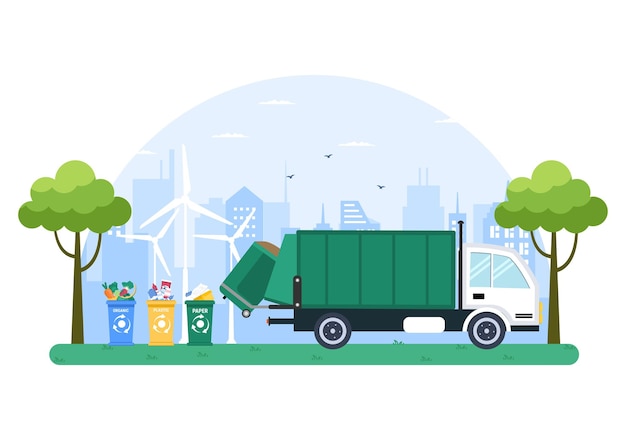 Eco-Friendly Waste Disposal Truck in Urban Landscape | Jiffy Designs