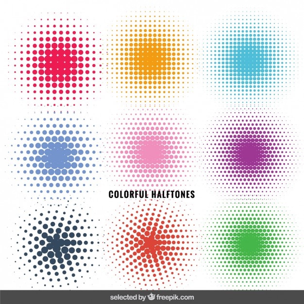 Vibrant Halftone Dot Pattern Collection in Diverse Color Palette ...