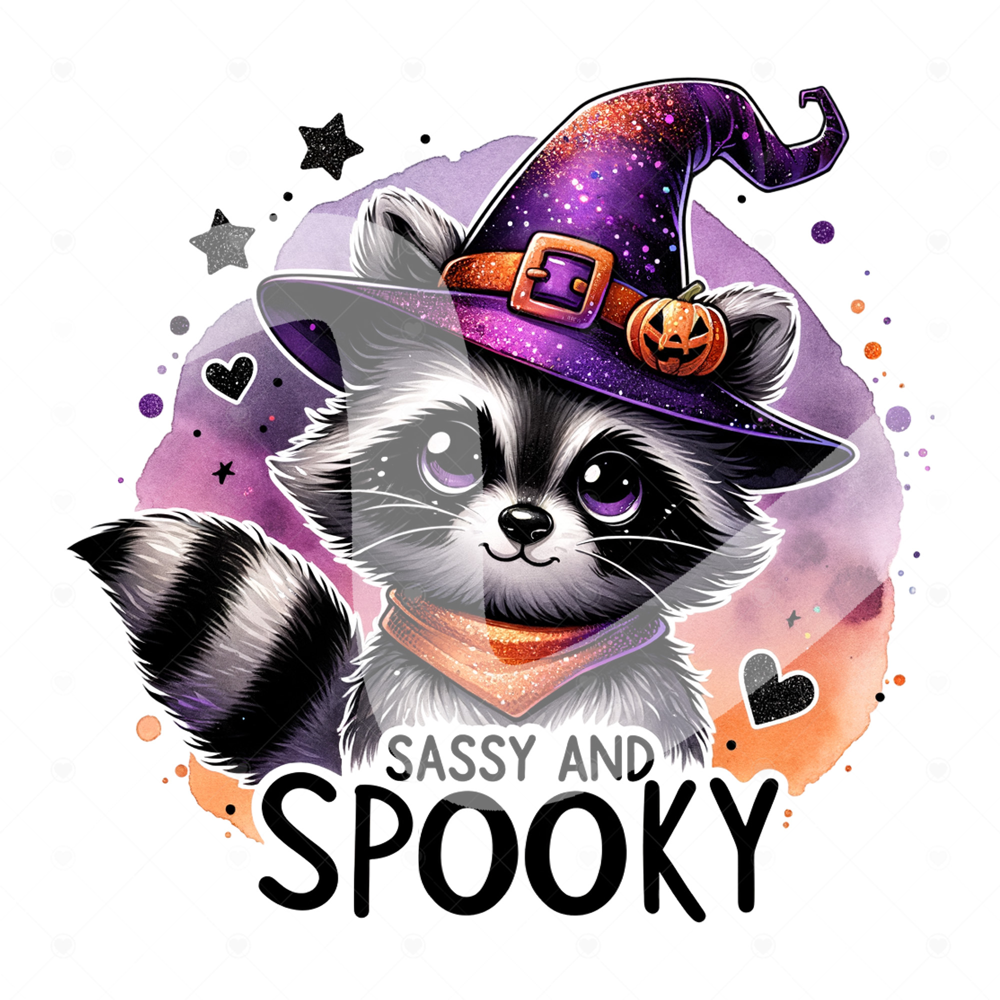 'Sassy and Spooky' Adorable Raccoon in Cosmic Halloween Witch Hat ...