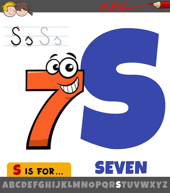 Whimsical Illustration of the Number Seven and the Letter S | Jiffy Designs