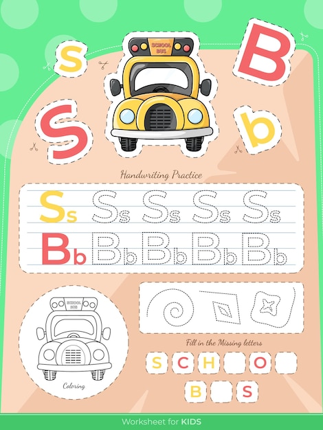 Vibrant School Bus Alphabet Tracing Template for Kids | Jiffy Designs