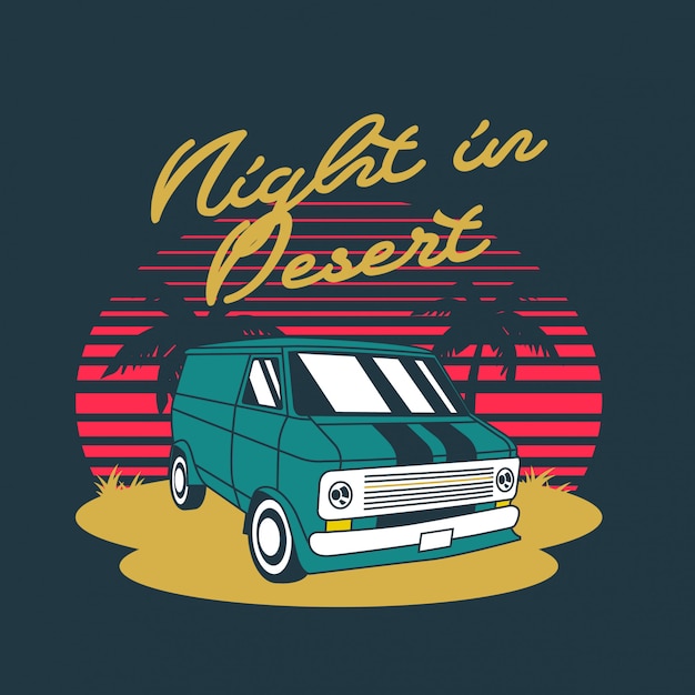 Retro Van Cruising Through the Desert Sunset | Jiffy Designs