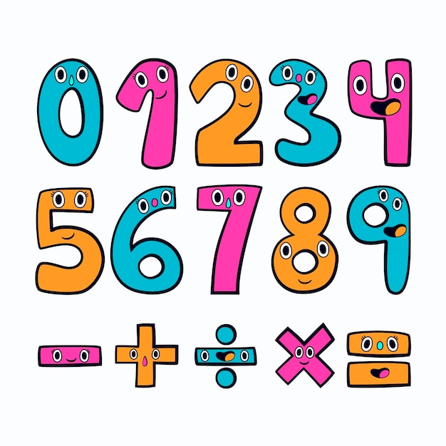 Cheerful and Playful Cartoon Numbers and Symbols | Jiffy Designs