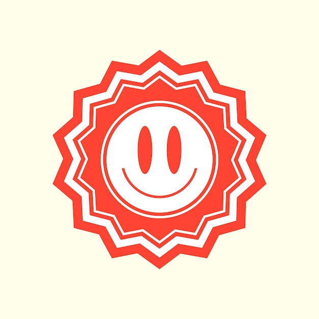 Vibrant Retro Smiley Face Emblem with Radiant Rays | Jiffy Designs