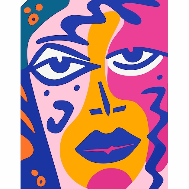 Vibrant Abstract Portrait with Expressive Facial Features | Jiffy Designs