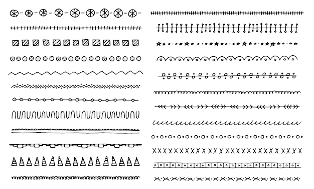 Diverse Hand-Drawn Divider Patterns in Minimalist Black and White ...